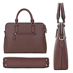 Dasein Women Vintage Plain Fashion Handbag Slim Shoulder Bag Tote Satchel Purse Handbags for Women Work Bag (Coffee)