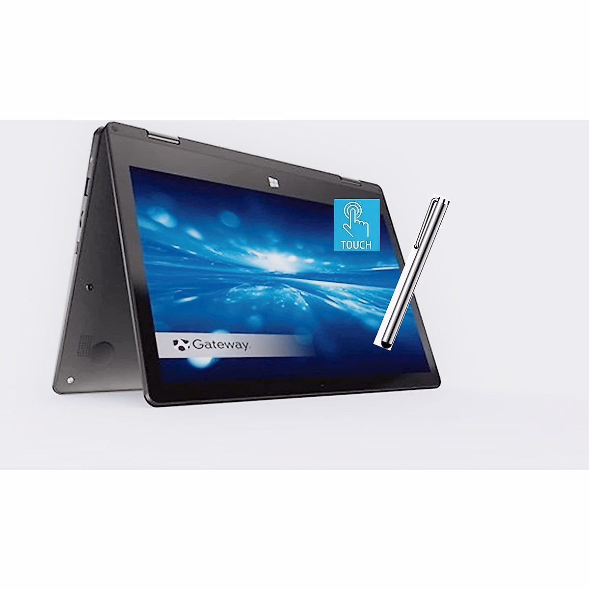Gateway Newest Touchscreen 11.6 HD 2-in-1 Convertible Laptop in Black Intel N4020 4GB RAM 64GB SSD Mini-HDMI Webcam Hugo Tech Mart Windows 11 S (Renewed)