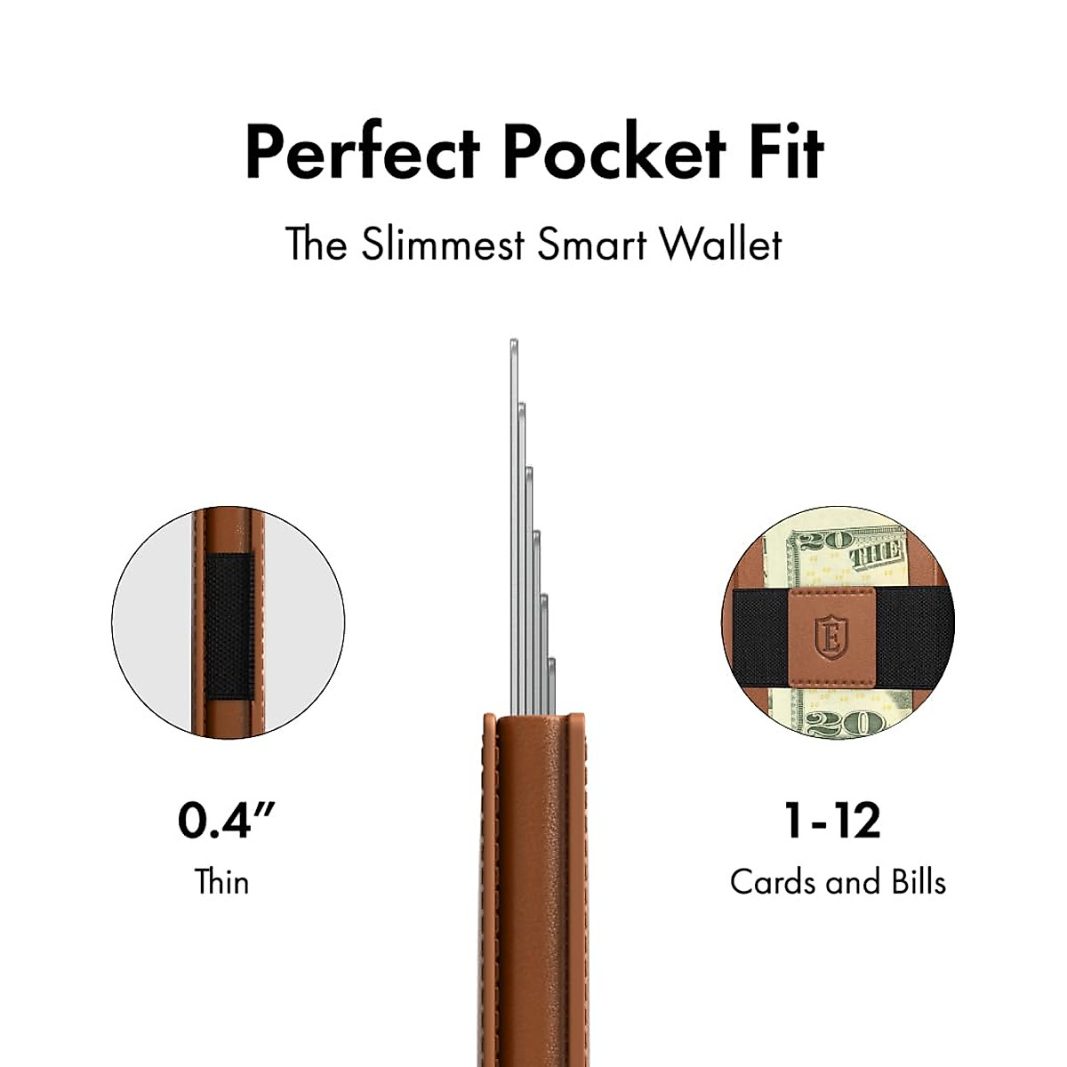 Ekster Parliament Men's Wallet | RFID Blocking Leather Minimalist Cardholder | Slim Wallet for Men - Designed for Quick Card Access with Push Button (Caramel)