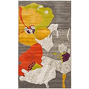 SAFAVIEH Porcello Collection Accent Rug - 2'4" x 5', Dark Grey & Ivory, Floral Design, Non-Shedding & Easy Care, Ideal for High Traffic Areas in Entryway, Living Room, Bedroom (PRL7731D)