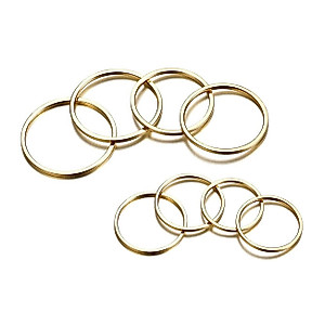 IFUAQZ 8pcs 1MM Thin Stainless Steel Knuckle Midi Stacking Rings for Women Plain Band Comfort Fit Gold, Size 3 to 10