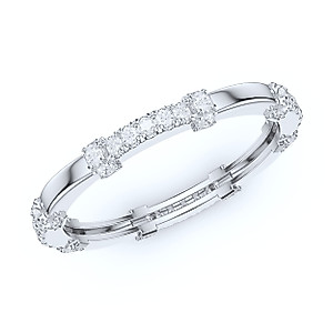 PRSTANI 10K White Gold Petite Wave Shape Simulated Diamond Wedding Band Eternity Ring (8)