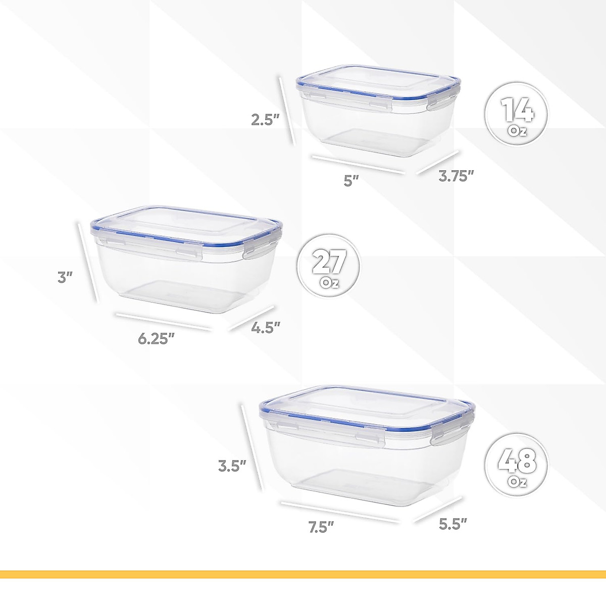 Superio Plastic Food Storage Container Set, BPA Free, Sealed Containers with Airtight Lids for Pnatry, Cupboard, and Fridge- Microwave and Dishwasher Safe (10) (3_Pack)
