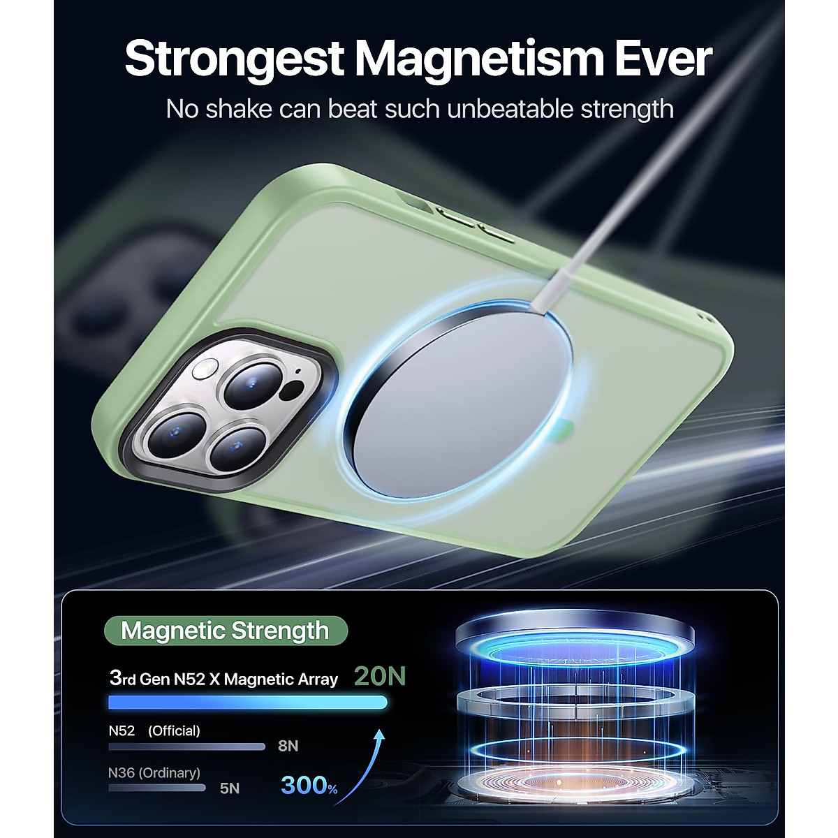 Maozis Magnetic Designed for iPhone 12 Pro Max Case [Compatible with Magsafe][Military Grade Drop Protection] Protective Shockproof Translucent Matte Slim Phone Case for iPhone 12 Pro Max, Mint Green
