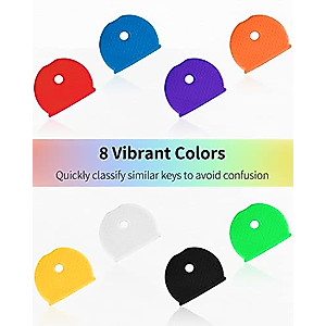 Uniclife 32 Pcs Key Cap Covers 1 Inch Key Head Protectors Soft Flexible Key Identifiers for Standard Regular Thin Flat House Keys (Not Suitable for Odd-Shaped Keys), 8 Colors