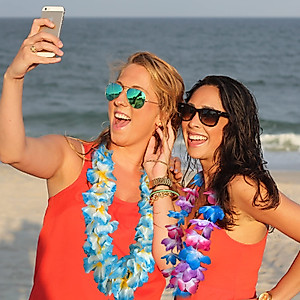 GoodUping 50 PCS Hawaiian Leis, Perfect Luau Party Supplies for Summer Beach Vacations, Essential Party Decorations for Birthday, Graduation, and Wedding Celebrations