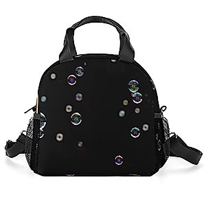 Funny Bubbles Overlay Transparent Printed Lunch Box Tote Bag with Handles and Shoulder Strap for Men Women Work Picnic