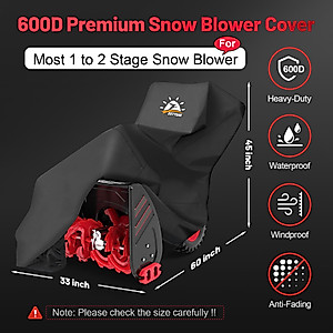 Zettum Snow Blower Cover - 600D Snowblower Covers Waterproof Heavy Duty, Outdoor Snow Thrower Cover Universal Fit for EGO, Honda, Ryobi, Cub Cadet, Ariens, Troy Bilt, Snow Joe, Toro and PowerSmart