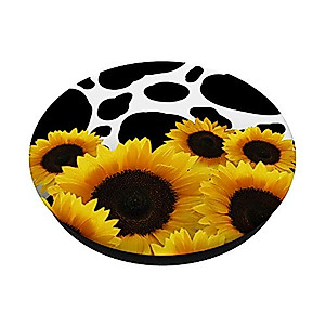 Cow Print and Sunflower PopSockets PopGrip: Swappable Grip for Phones & Tablets