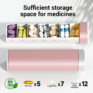Pill Organizer 7 Day, Betife Daily Pill Box, Weekly Travel Pill Case, Cute Pill Holder to Hold Vitamins, Medicines, Pills, Supplements (Pink)