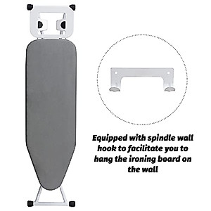 ALIMORDEN Space Saver Ironing Board 36" X 12" with Smart Hanger Adjustable Height 23.8"-30.7" Easy Storage, Padded Top Lightweight for Home Laundry Room Use Grey