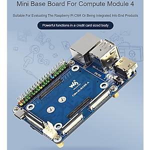 for Raspberry Pi Compute Module 4,Mini Base Board (A) with Standard CM4 Socket and Raspberry Pi 40PIN GPIO Header Onboard Multiple Connectors CSI/DSI/FAN/HDMI/USB/RJ45, etc.