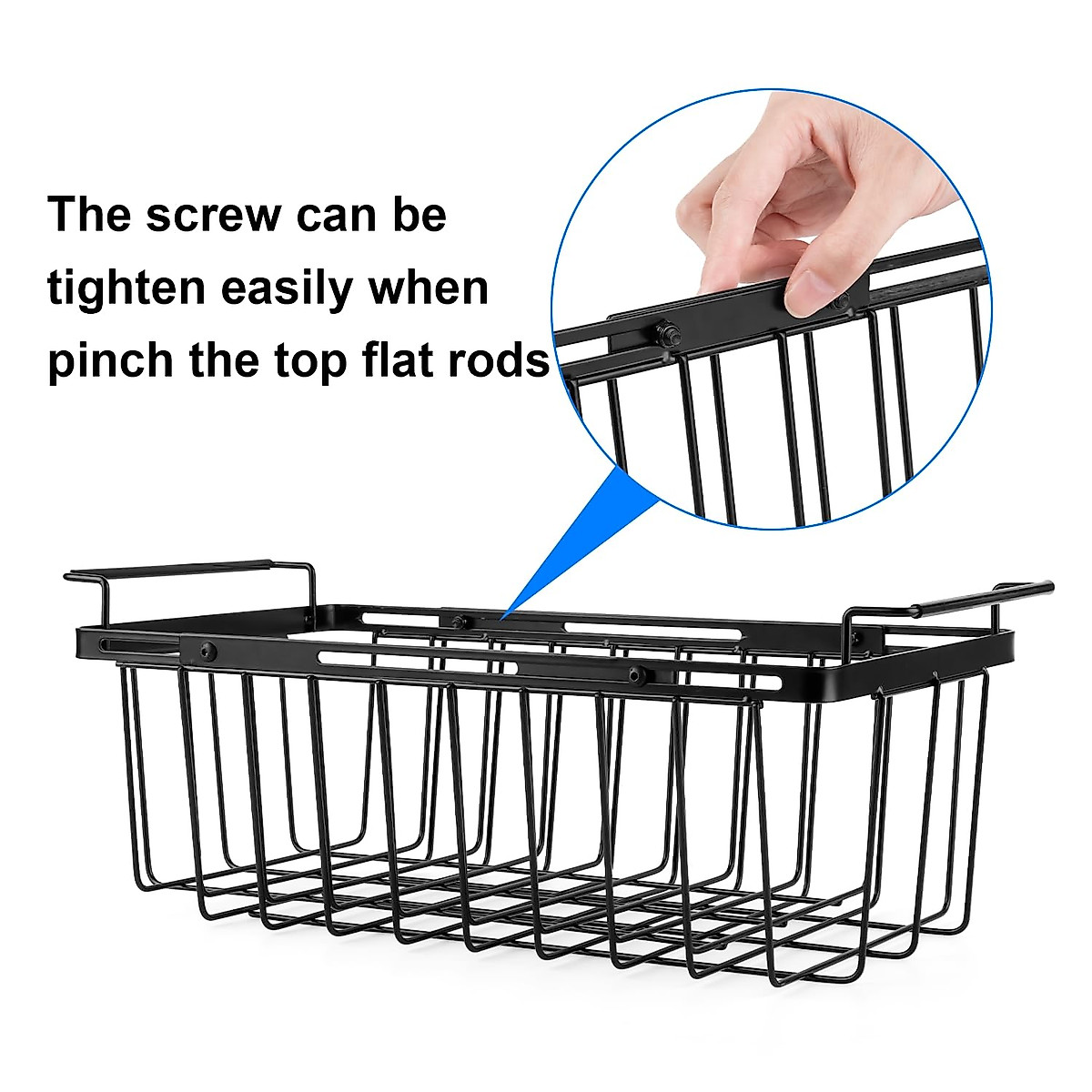 Wetheny Freezer Organizer Bins, Expandable Deep Freezer Baskets for Chest Freezer, Adjustable From 15.6" to 24.3" Wire Basket with Hanging Handles (Pack 1)