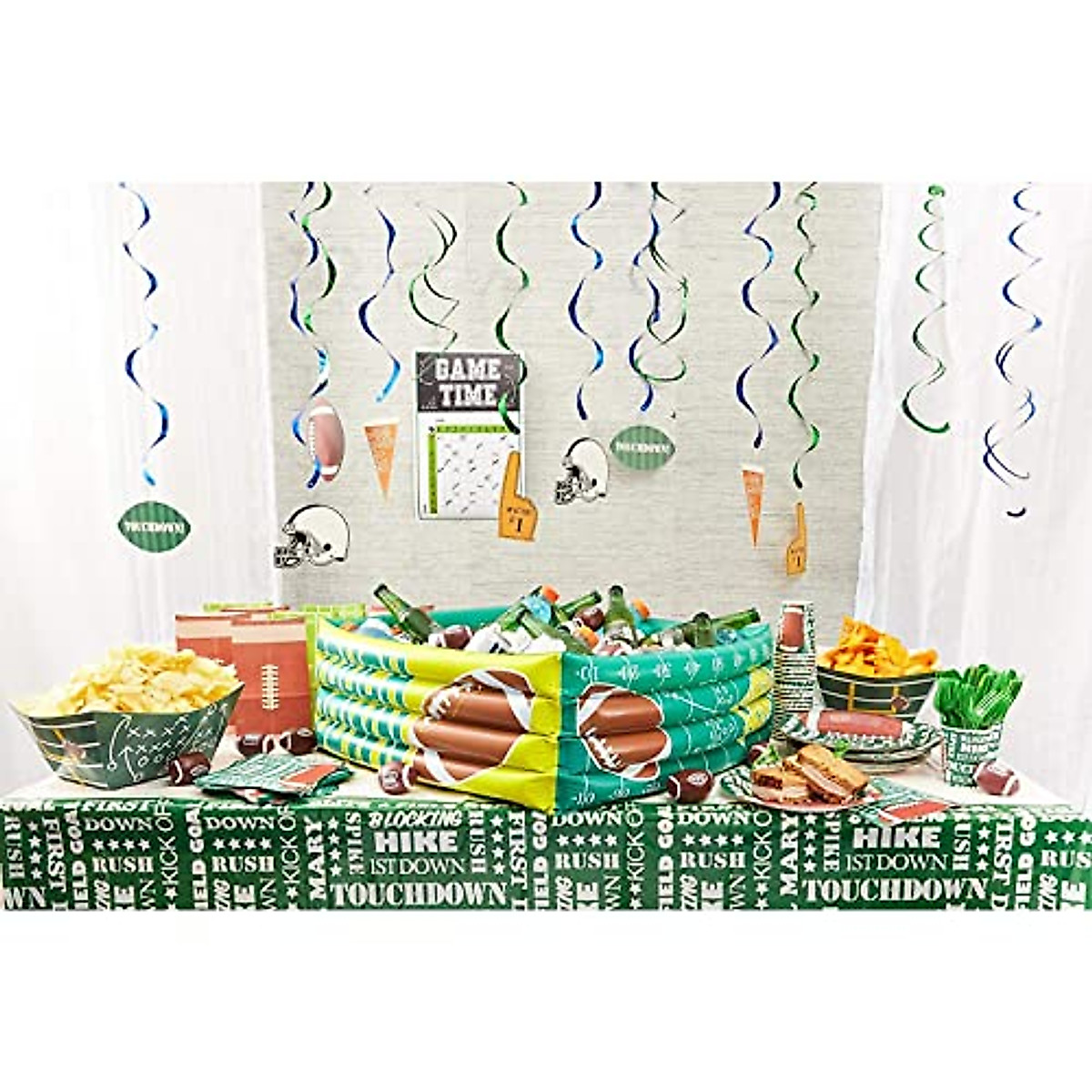 Football Plastic Tablecloth for Game Day Party (Green, 3 Pack)