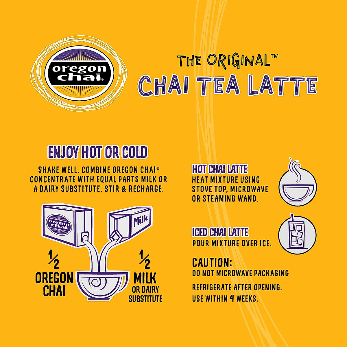 Oregon Chai Slightly Sweet Chai Concentrate, 32 Fluid Ounce (Pack of 6)