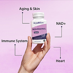 Herodianow Ultra High Purity Resveratrol, 1100 mg Trans- resveratrol Supplement, Antioxidant, for Immune System & Overall Health, 120 Capsules (Pack of 2)