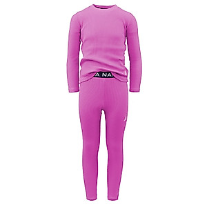 Nautica Girls' 2-Piece Shirt & Pants Base Layer Long Johns Waffle Thermal Underwear Set (Purple, 14/16)