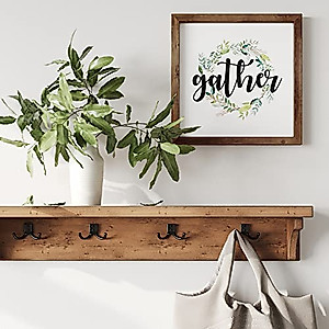 Barnyard Designs Gather Sign Rustic Primitive Country Farmhouse Home Decor Wall Sign 13" x 13”