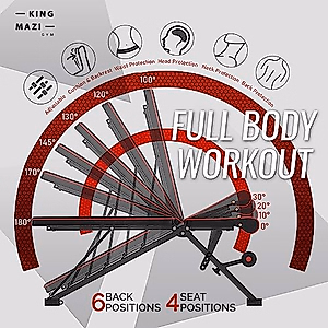 KINGMAZI Adjustable Weight Bench, Exercise Workout Bench for Full Body Workout- Multi-Purpose Foldable Bench, Folding Dumbbells Bench with Resistance Band Set