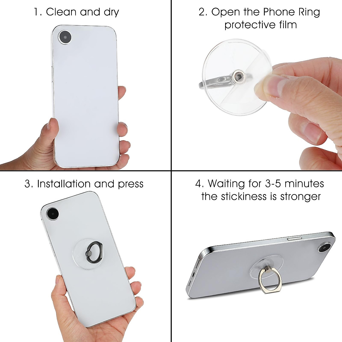 Sibba Cell Phone Rings Holder Hooks 2 PCS Hand Grip Car Mount Accessories Kickstand Case Finger Stand Supports Cellphone Socket Attachment Back Sticky Rotation Strap Adjust Angles for Smartphone