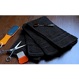 ZUPERIA 100% Ring Spun Cotton Salon Towel 24 Pack – (Not Bleach Proof -16" x 27") Super Soft and Highly Absorbent Hand Towel & Hair Towel for Hair Stylist, Gym, Beauty Salon, Spa & Home Care (Black)