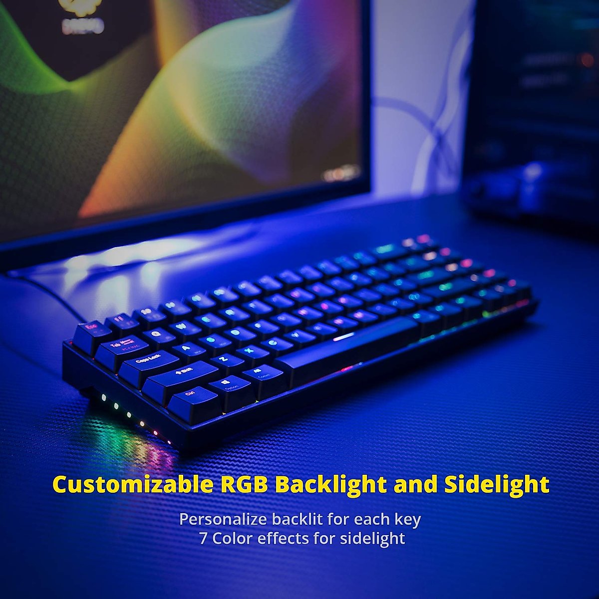 DREVO Calibur V2 TE RGB 60% Wired Mechanical Gaming Keyboard, 71-Key Small Compact, Work for PC/Mac, Detachable USB Type-C, Outemu Brown Switch, Black