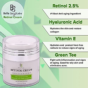 Retinol Moisturizer Anti Aging Cream for Face and Eye Area - With Hyaluronic Acid - 2.5% Active Retinol - Vitamin E - Reduce Appearance of Wrinkles and Fine lines - Best Day and Night Face Cream