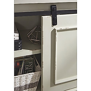 Signature Design by Ashley Jonileene Farmhouse 50" Credenza with Sliding Barn Door, Distressed White