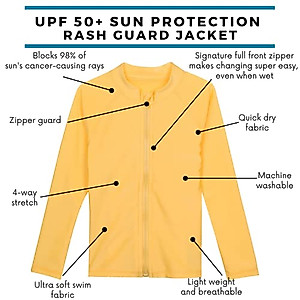 SwimZip UPF 50+ Long Sleeve Rash Guard for Boys and Girls - Baby, Toddler, Kids Yellow