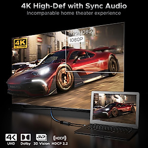 Warrky 4K Mini DisplayPort to HDMI Adapter, [UHD, Gold-Plated Plug, Aluminum Case, Super Slim] Thunderbolt to HDMI Converter Compatible for MacBook Air/Pro, Surface Pro/Dock, Monitor/Projector