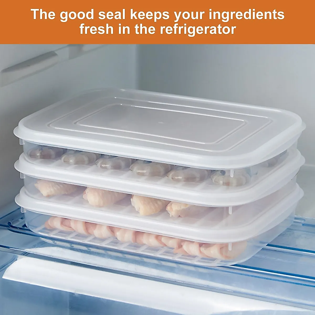 CYEAH 6 Pcs Bacon Keeper Plastic Deli Meat Saver with Lids, Bacon Keeper Airtight Cold Cuts Cheese Container for Refrigerator, Food Refrigerator Storage Box Shallow Low Christmas Cookie Holder