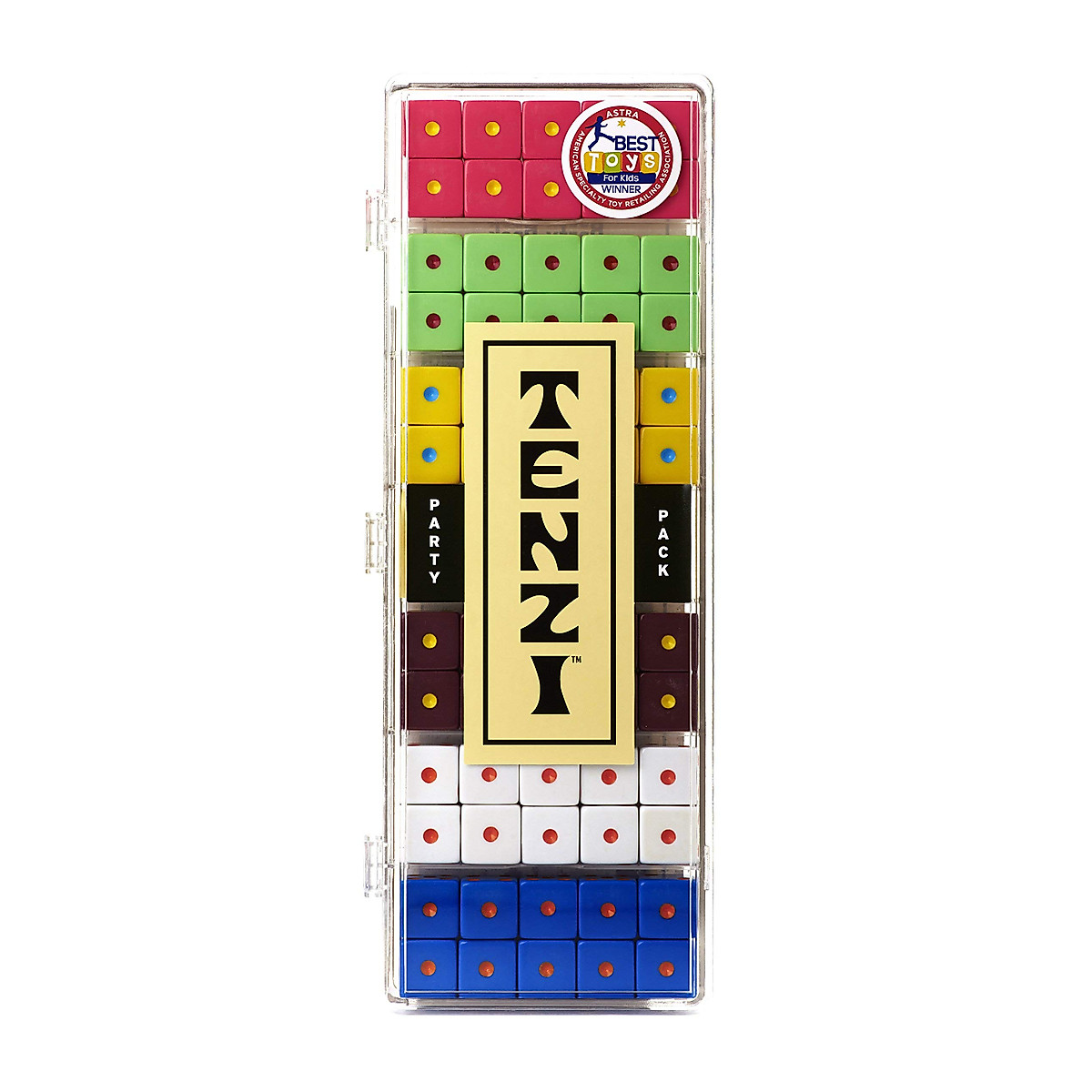 TENZI Party Pack Dice Game - A Fun, Fast Frenzy for The Whole Family - 6 Sets of 10 Colored Dice with Storage Case - Colors May Vary