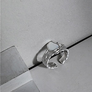 EKHOU 925 sterling silver irregular resizable size open ring, rock punk party casual jewelry silver