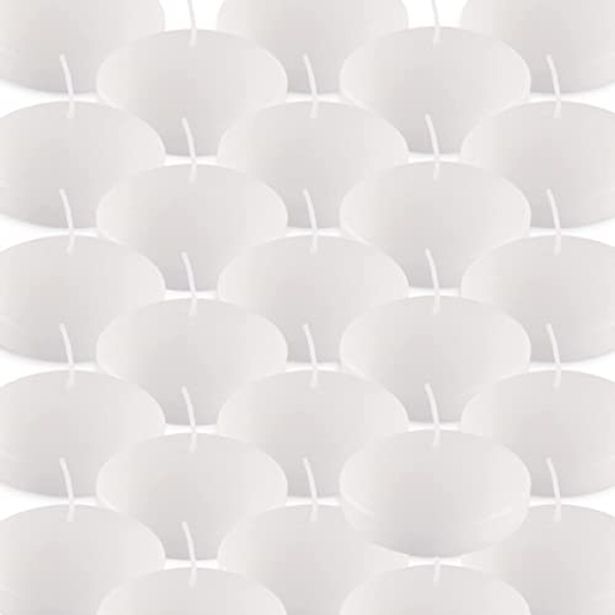 24 pcs Unscented White Floating Disc Candle, Hand Poured Paraffin Wax Candles 3 Inch Diameter, Home Décor, Wedding Receptions, Baby Showers, Birthdays, Celebrations & Party Favors