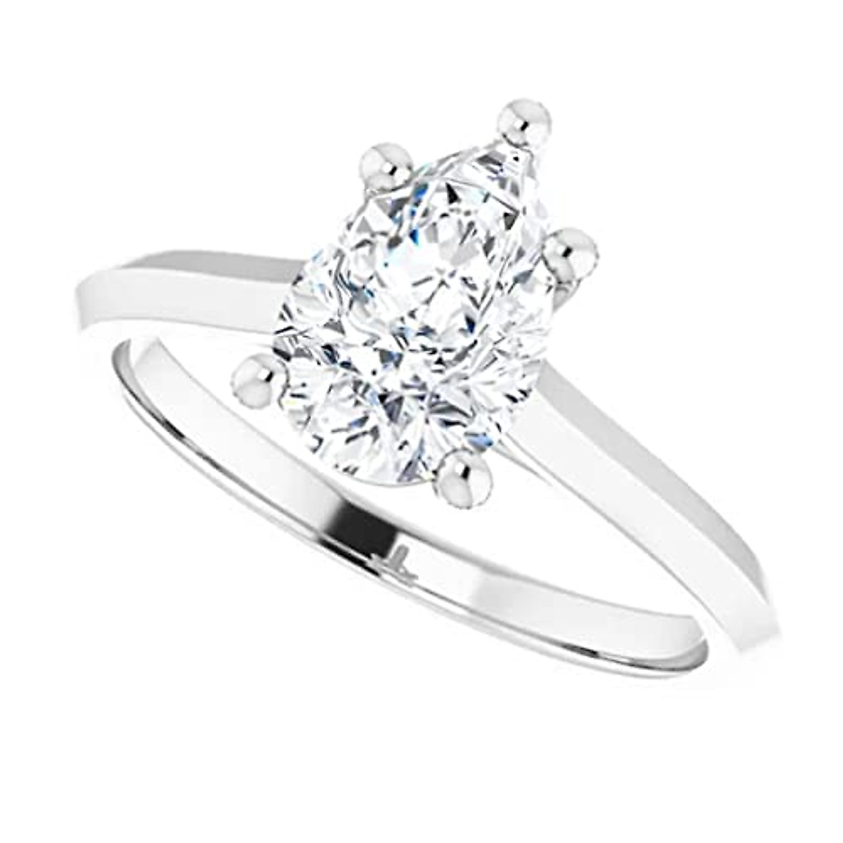 Pear Moissanite Engagement Ring Set 1 CT Handmade 14K Solid White Gold Ring for Women Solitaire Colorless Diamond Anniversary Halo Bridal Wedding Ring Proposal Gift VVS1 Colorless