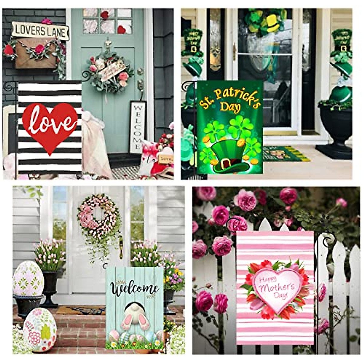 Yileqi 20pcs Seasonal Garden Flags Set Double Sided Holiday Small Yard Flags, Christmas Winter Garden Flag for Outdoor Decoration 12x18 Inch Durable Anti-Fade