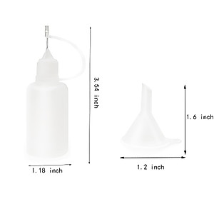 XYSMZM 12 Pcs 0.5 Ounce Precision Tip Applicator Bottles, 15ML Needle Tip Glue Bottles for DIY Paper Quilling Craft, with 2 Mini Funnel, White Lids