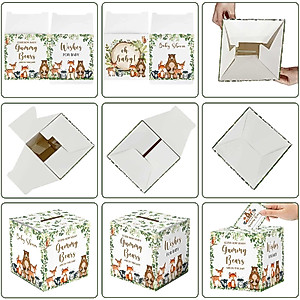 Yuzioey Woodland Guess How Many Gummy Bears Guessing Game, Woodland Forest Baby Shower Guessing Game Box and Wishes for Baby Cards, Woodland Gender Neutral Baby Shower