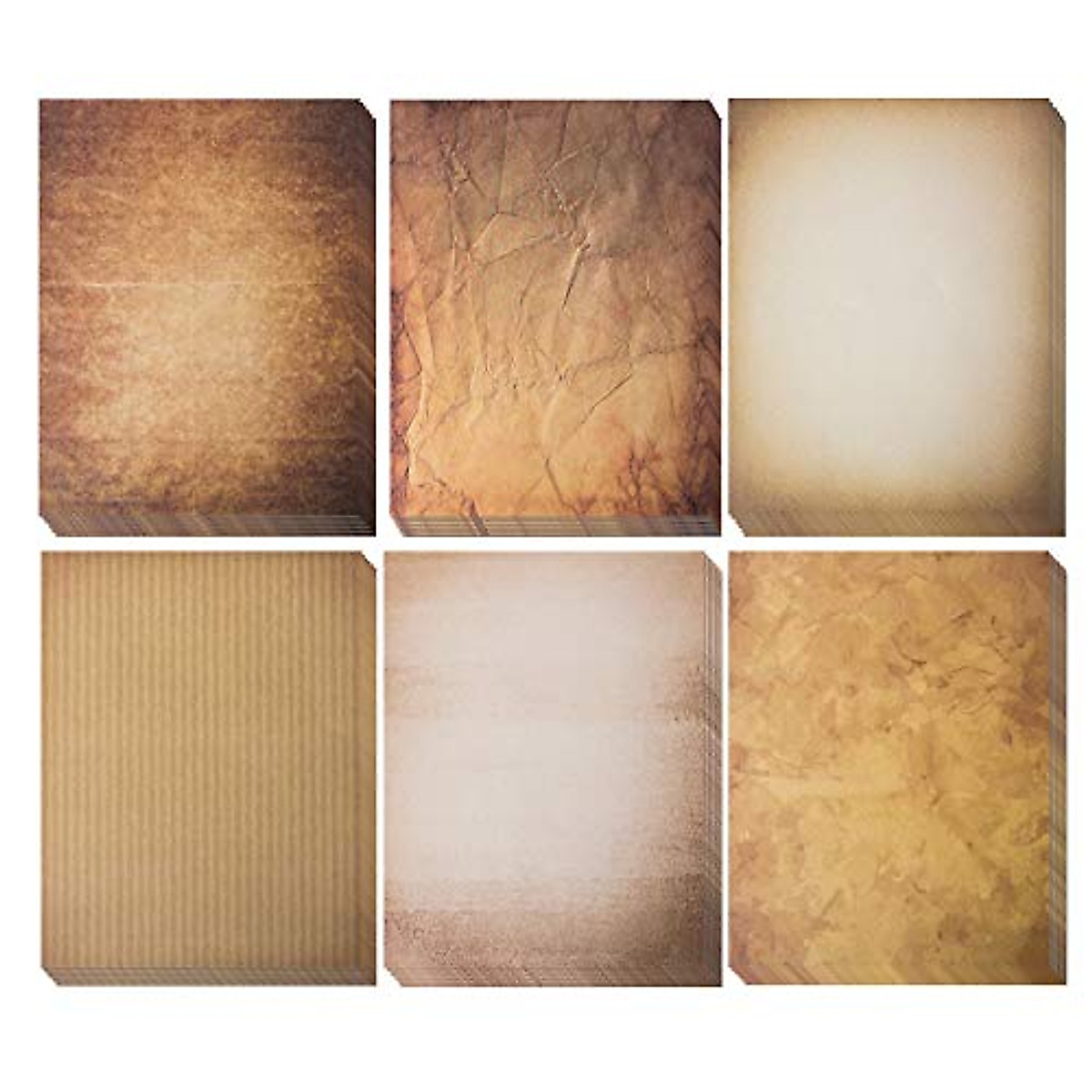 120 Aged Paper - Antique Looking Vintage Papers With Classic Aged Paper Designs - Six Unique Old Looking Paper Designs - Vintage Printing paper, Vintage Writing Paper, 8.5 x 11 inches (Pack of 120)