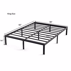 Minimalist Studio Metal Bed Frame – Heavy Duty Mattress Foundation with Anti-Slip Steel Slat Support, Durable Platform Base with Underbed Storage, Easy Assembly (King)