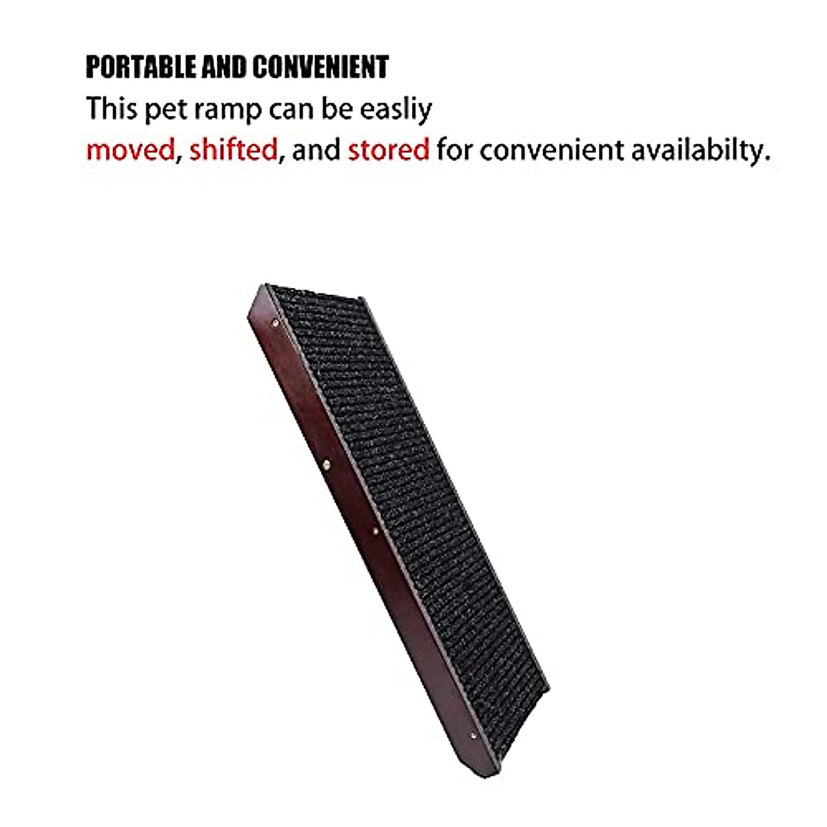 MEWANG 19" Tall Adjustable Pet Ramp - Wooden Folding Portable Dog & Cat Ramp Perfect for Bed and Car - Non Slip Carpet Surface 4 Levels Height Adjustable Ramp Up to 90 Pounds - Small Dog Use Only
