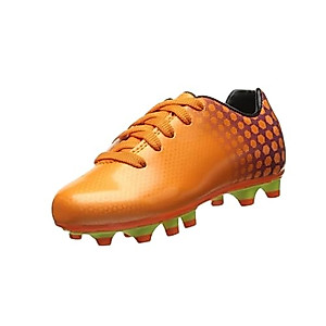 Vizari Palomar Firm Ground Soccer Shoes for Boys and Girls | Durable Synthetic Youth Soccer Cleats with Cushioned Sole for Stability | Secure Fit Kids Cleats with Padded Heel Orange/Purple