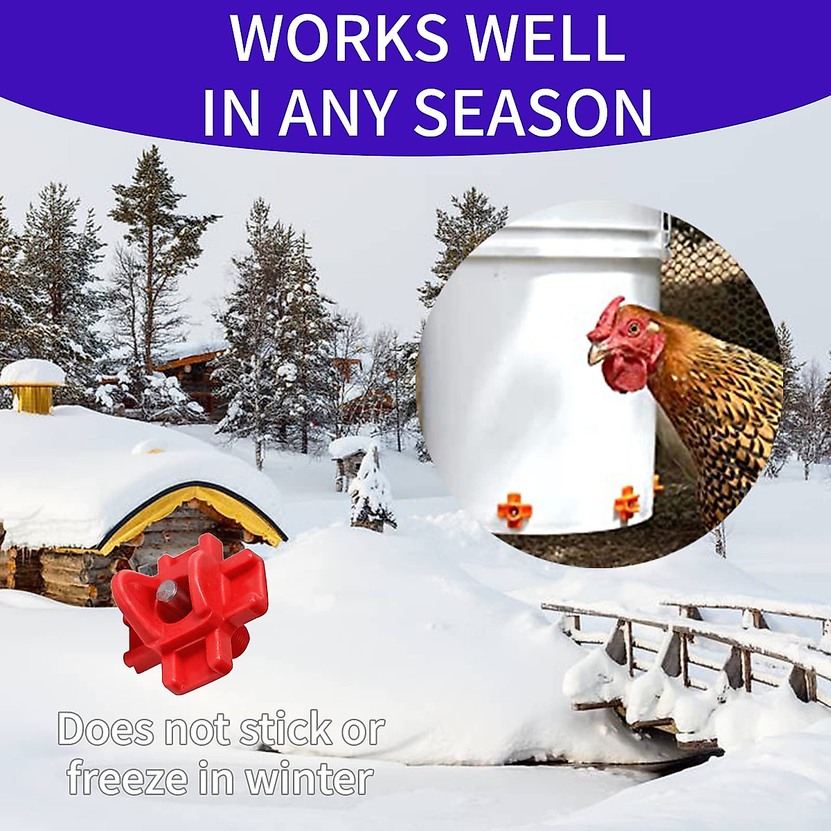 6Pack Chicken Nipple Waterer Horizontal Automatic Poultry Nipples Horizontal Side Mount Chicken Drinkers Easy Installation Chicken Watering System for Chicken Quail Duck