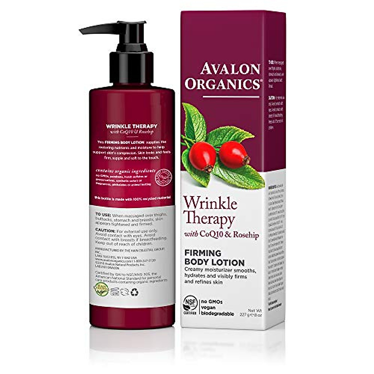 Avalon Organics Firming Body Lotion, Wrinkle Therapy with CoQ10 & Rosehip, 8 Oz