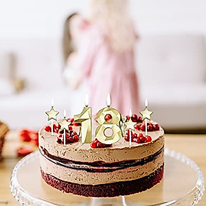 18th Birthday Candles for Cake - Number 18 & 81 & 1 & 8 Birthday Candles and Glitter Star Birthday Candles 2 Inch 3D Diamond Shape Number Candles for Birthday Party Anniversary Kids Adults(Gold)