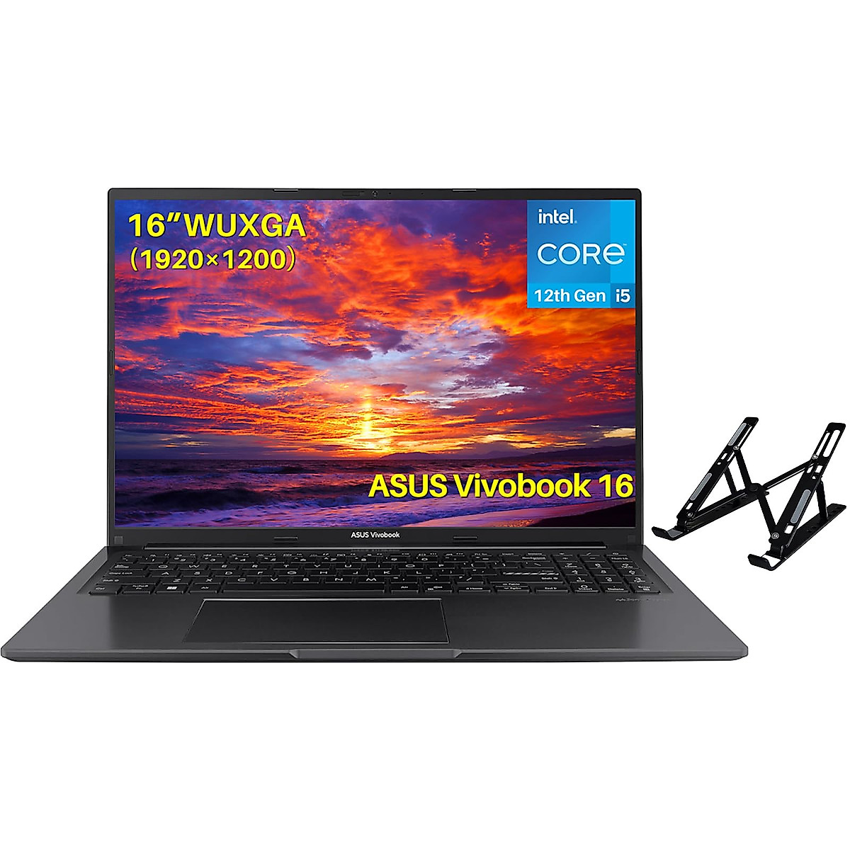 ASUS 2023 Newest Vivobook 16 Laptop, 16” WUXGA (1920x1200) 16:10 Laptop, Intel Core i5-1235U CPU, 8GB RAM, 512GB SSD, Intel UHD Graphics, Wi-Fi, Business & Student, Windows 11 Home, with Laptop Stand