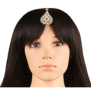 NEW! Touchstone Indian Bollywood Traditional Filigree Attractive Bridal Rhinestone Studded Look Designer Jewelry Mangtika Head Accessory In Gold Tone For Women.