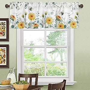 Butterfly Floral Window Kitchen Curtain Valance, Window Curtain Valance Rod Pocket, 1 Panel Short Valances Window Treatment for Living Room Bedroom Bathroom Cafe (42x18 Country Style Butterfly)