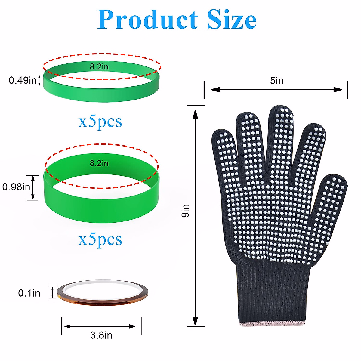 Sublimation Tumblers Silicone Bands Kit,Elastic Sublimation Blanks Ring Bands with Heat Resistant Gloves Tapes Press Parts Accessories for Cup Water Bottle Heat Skinny Tumbler
