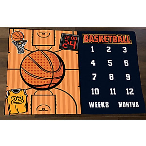 LYLYCTY Baby Monthly Milestone Blanket, Month Blanket for Newborn Baby Shower, Basketball Game Photography Background for Baby 60x40 inches BTLSLY111